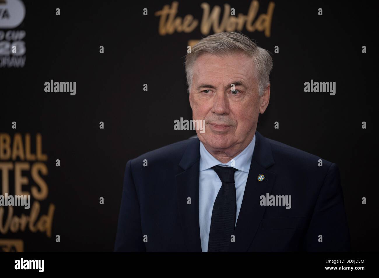 Carlo Ancelotti, Head Coach of Brazil attends a red carpet event ahead ...