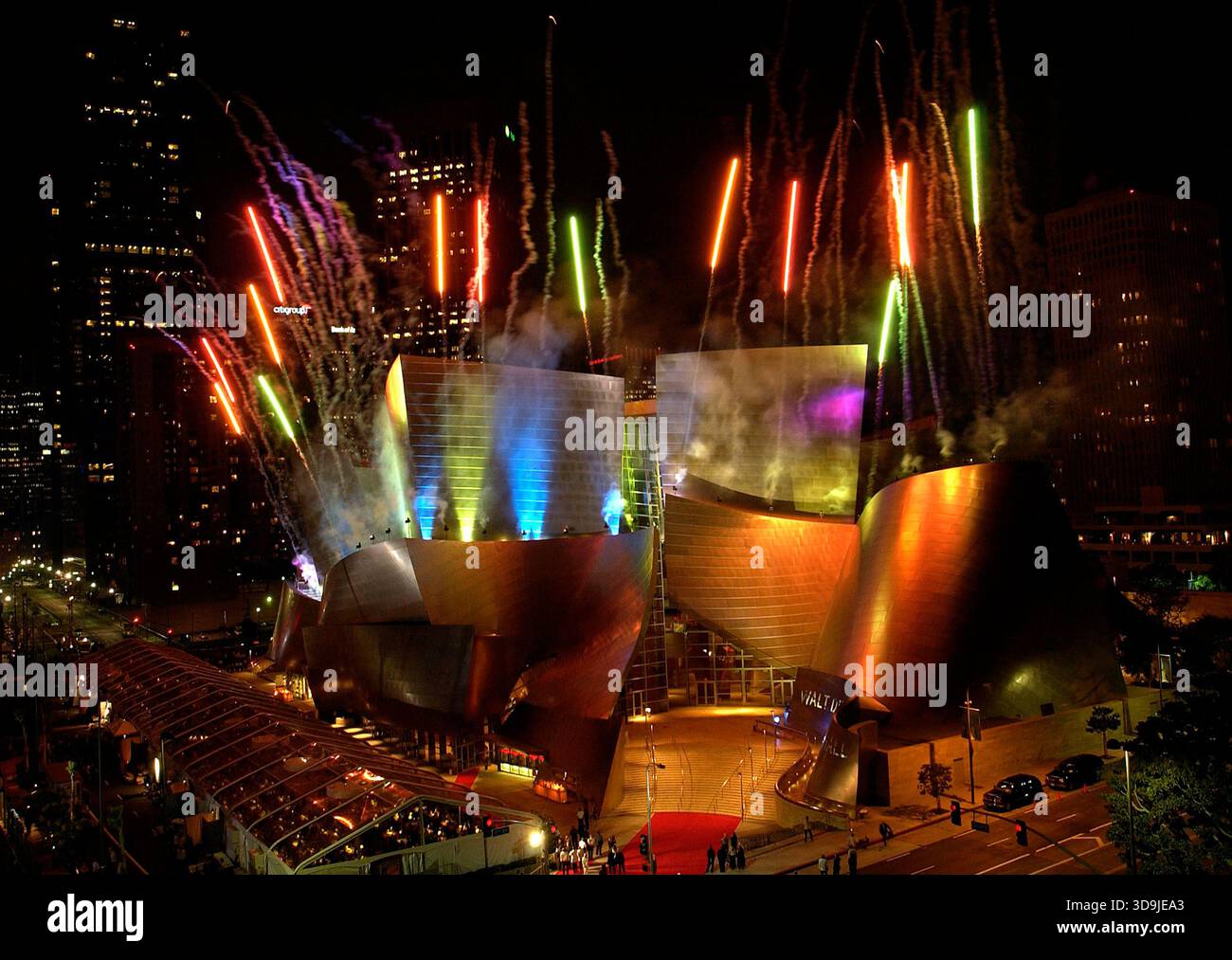 FILE - Fireworks light the Walt Disney Concert Hall designed by Frank ...
