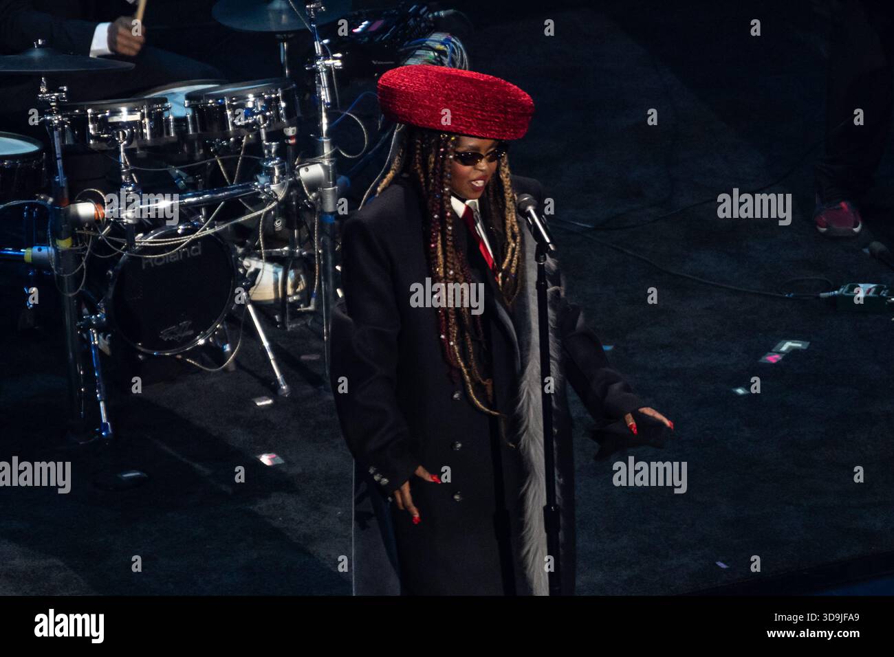Lauryn Hill performs on stage during the 2026 FIFA World Cup draw at ...