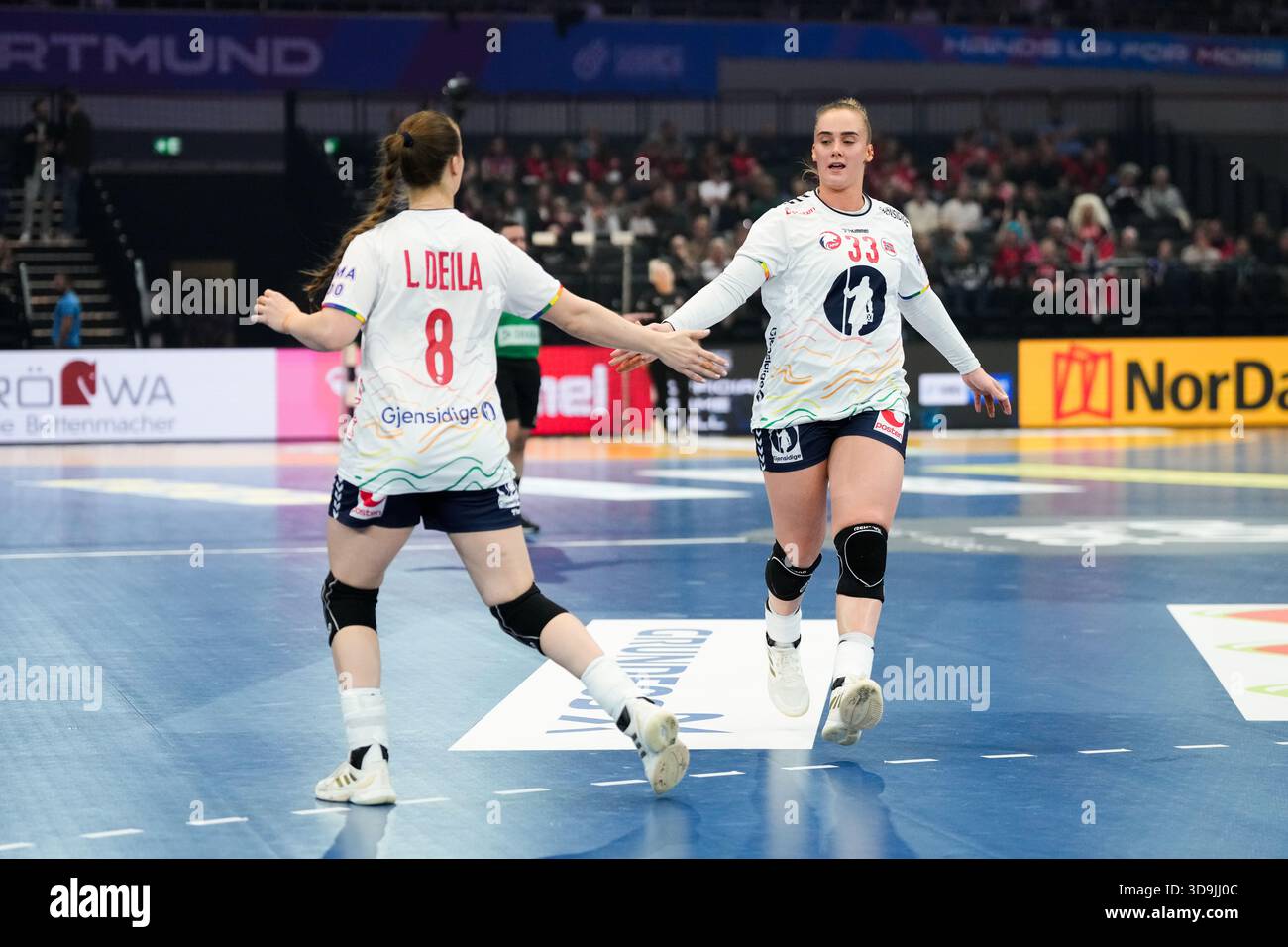 Dortmund, Germany 20251205. Norge's Live Rushfeldt Deila and Thale ...