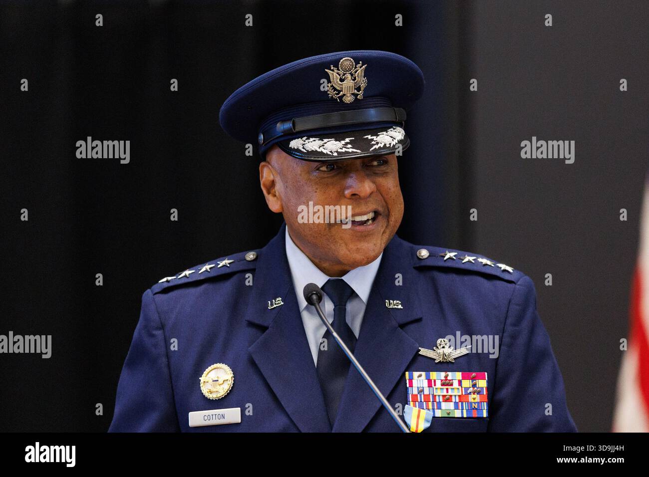 U.S. Air Force Gen. Anthony Cotton speaks during a change of command ...