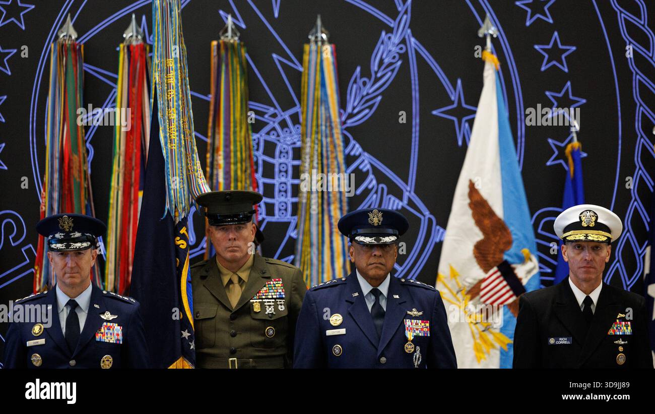 From left, Gen. Dan Caine, chairman of the Join Chiefs of Staff, U.S ...