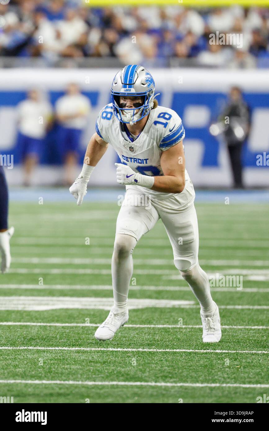 Detroit Lions wide receiver Isaac TeSlaa (18) runs a route against the ...