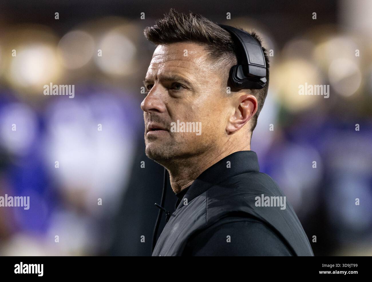James Madison head coach Bob Chesney looks up at the stands during the ...
