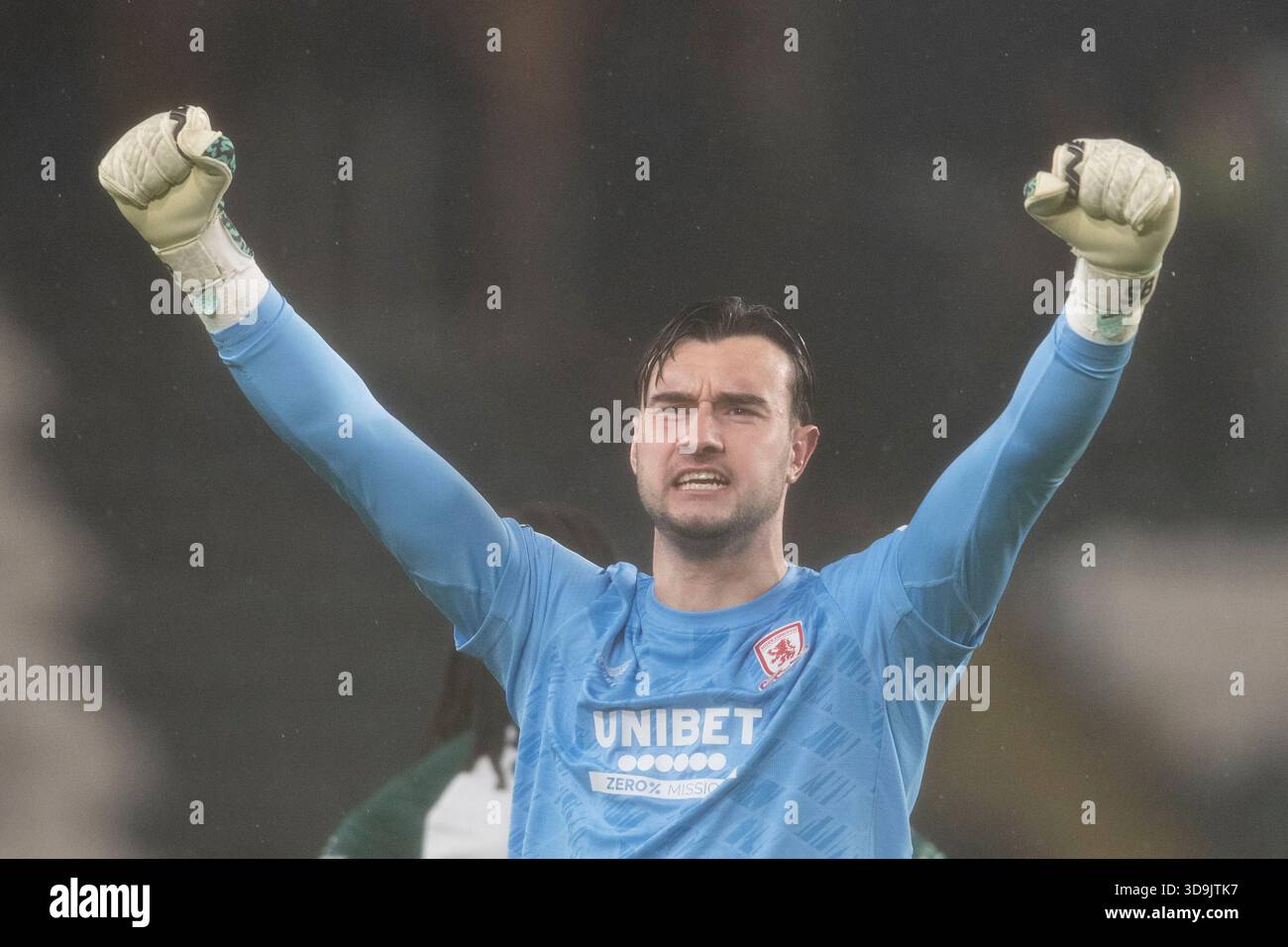 Sol Brynn Middlesbrough Goalkeeper celebrates in front of the fans at ...