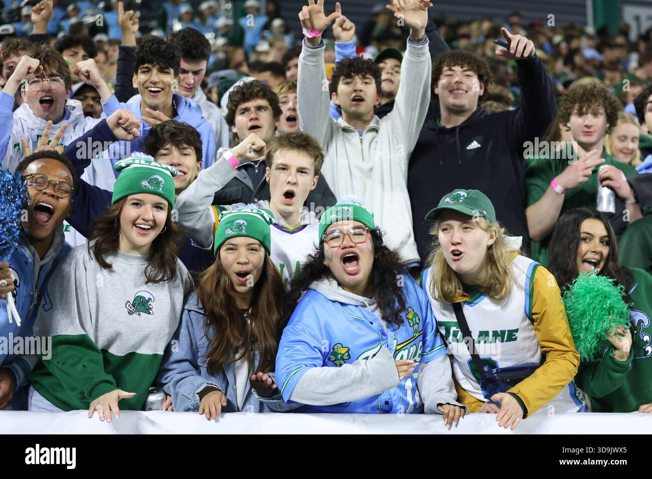 A group of Tulane Green Wave fans show their support during the first ...