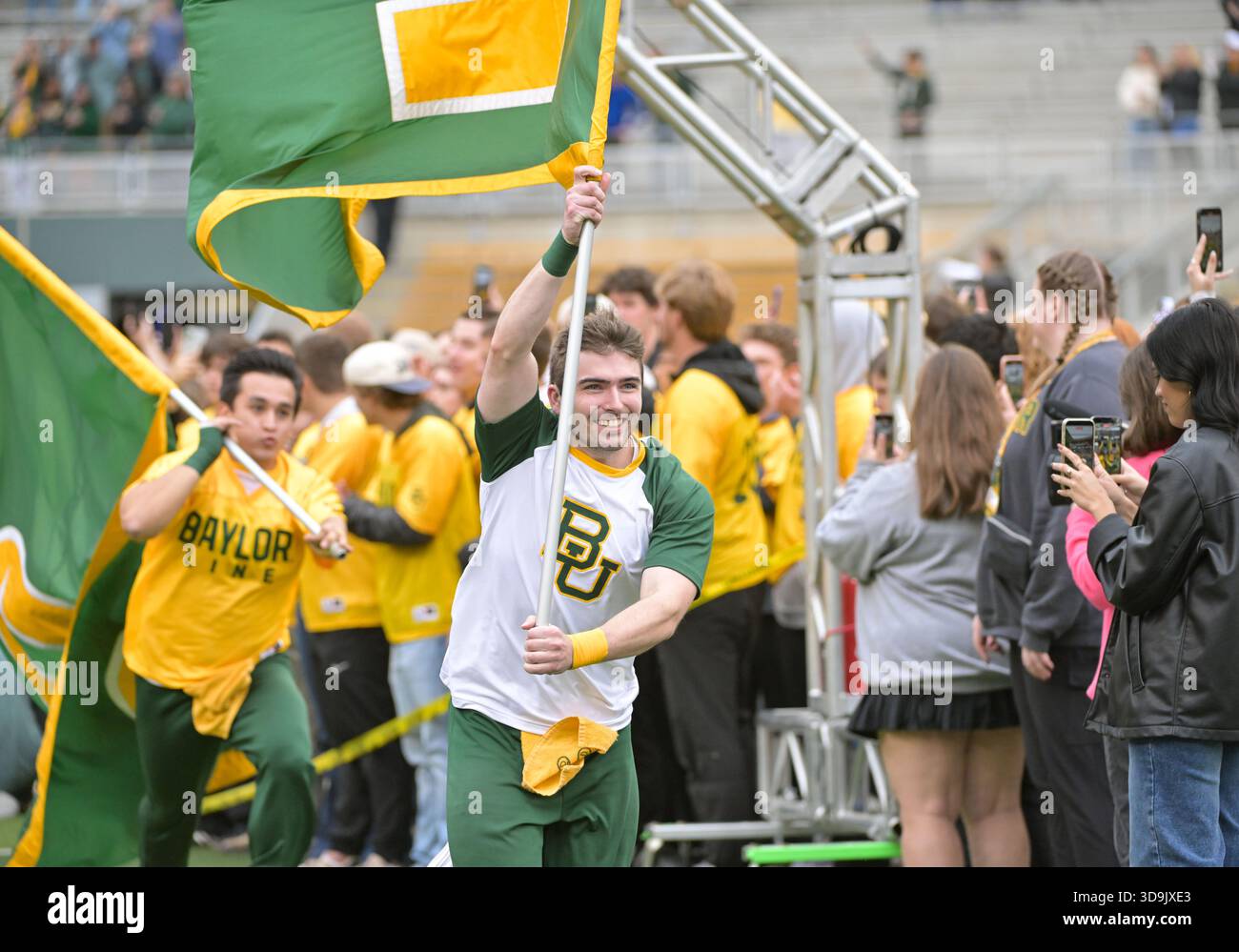 November 29, 2025 Baylor Bears cheerleaders run on the field before the ...