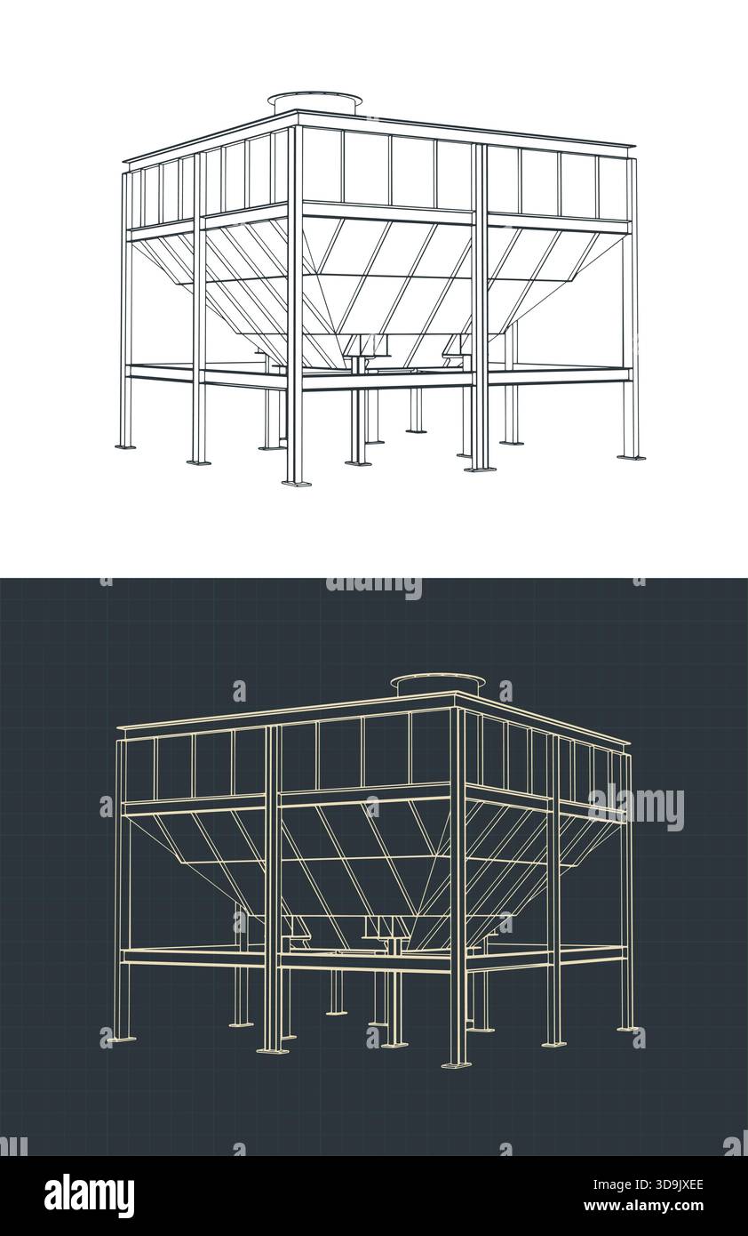 Industrial storage bunker for bulk materials isometric drawings ...