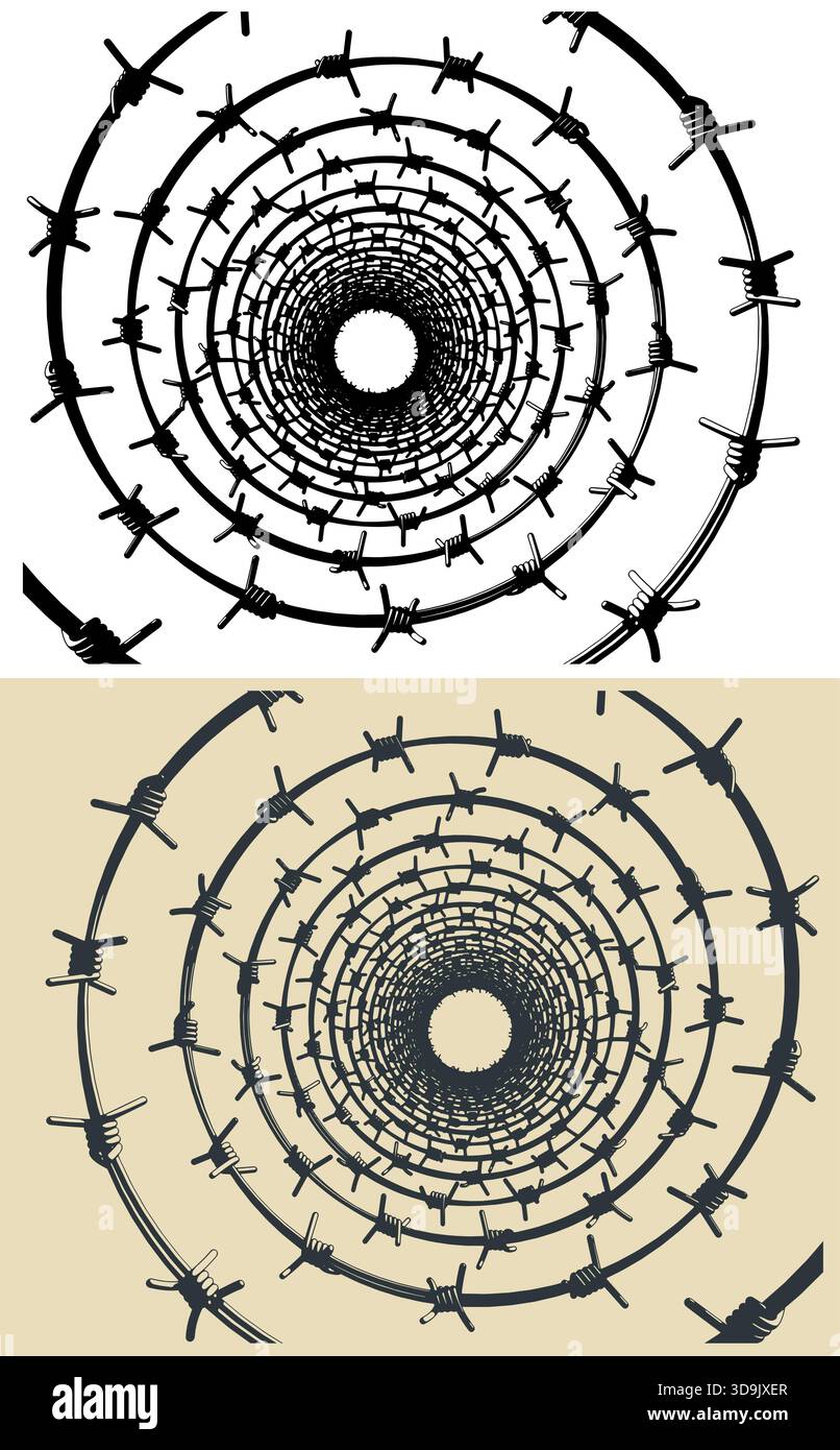 Coiled wire fence Stock Vector Images - Alamy