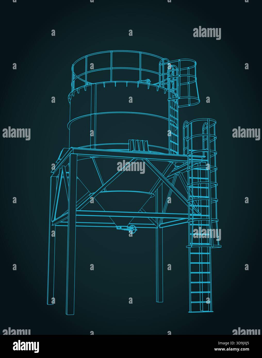 Silo storage for bulk materials stylized vector illustration Stock ...