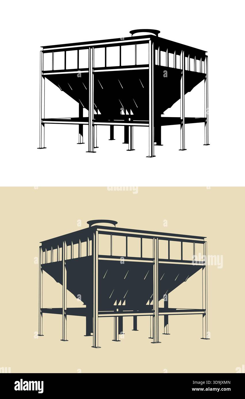 Industrial storage bunker for bulk materials stylized vector ...