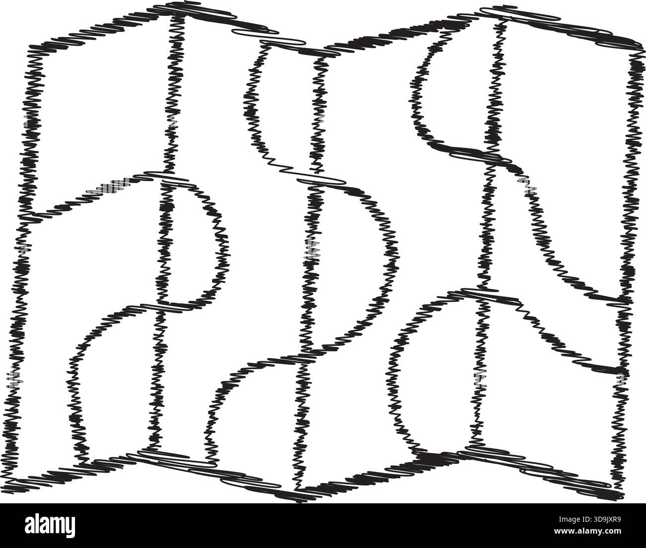 A folding road map illustrated in a sketched style with panel creases ...