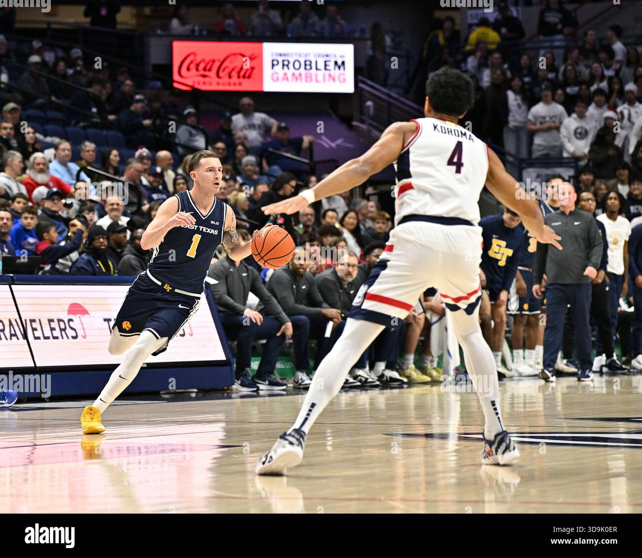 STORRS, CT - DECEMBER 05: East Texas A&M Lions guard Vinny Sigona (1 ...