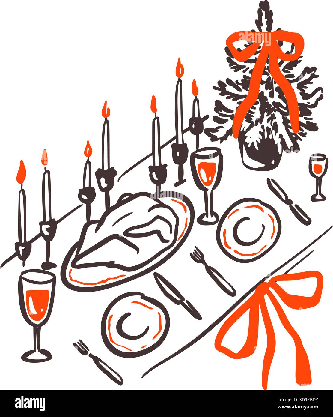 Hand drawn christmas table Cut Out Stock Images & Pictures - Alamy