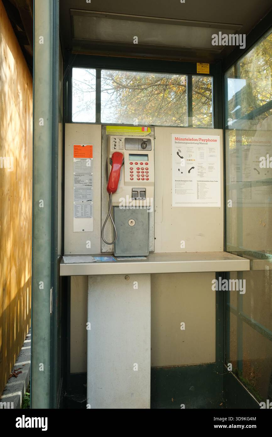 Vintage European Coin-Operated Payphone in Public Booth. 19 October ...