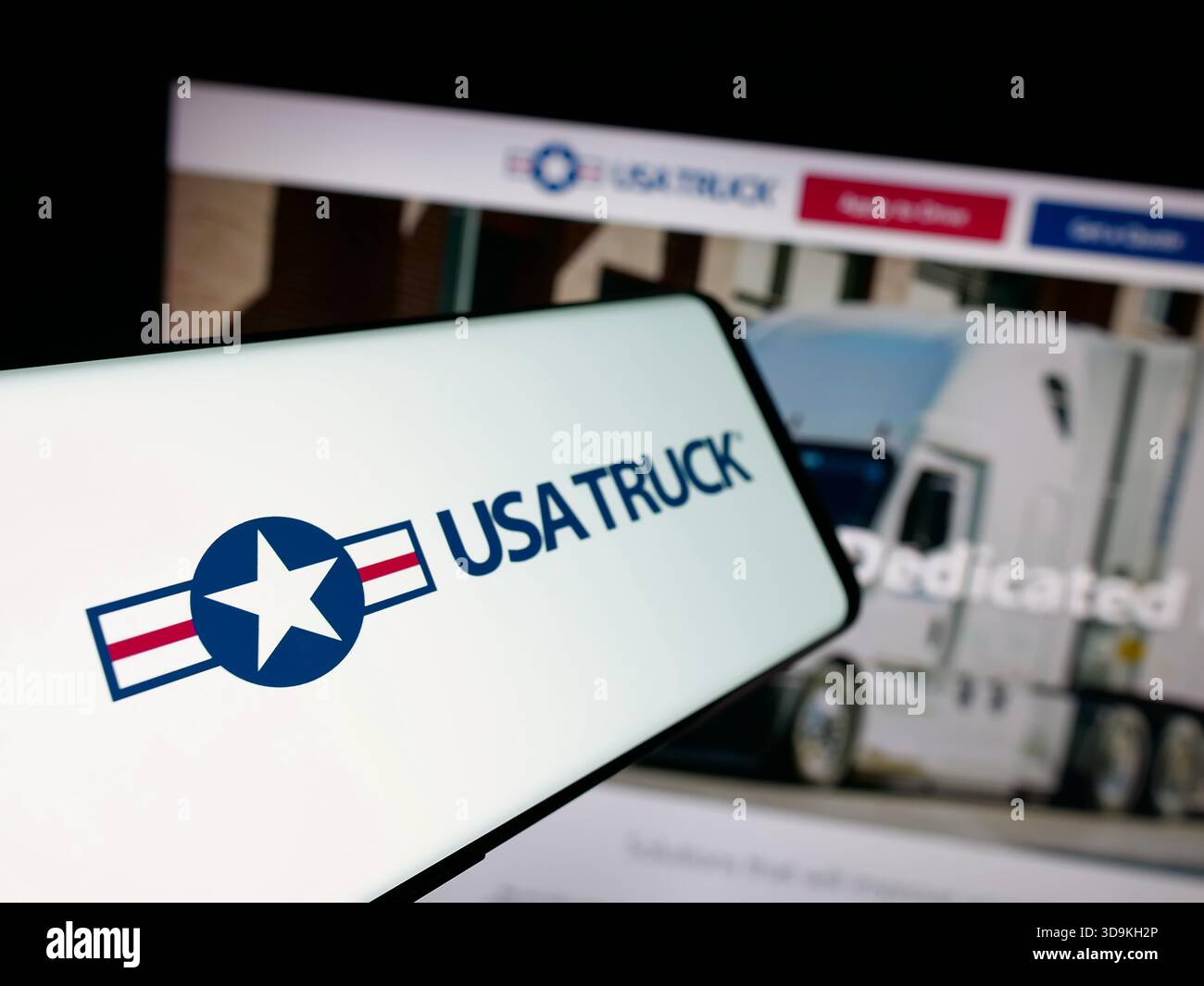 In this photo illustration, a smartphone with the logo of US logistics ...