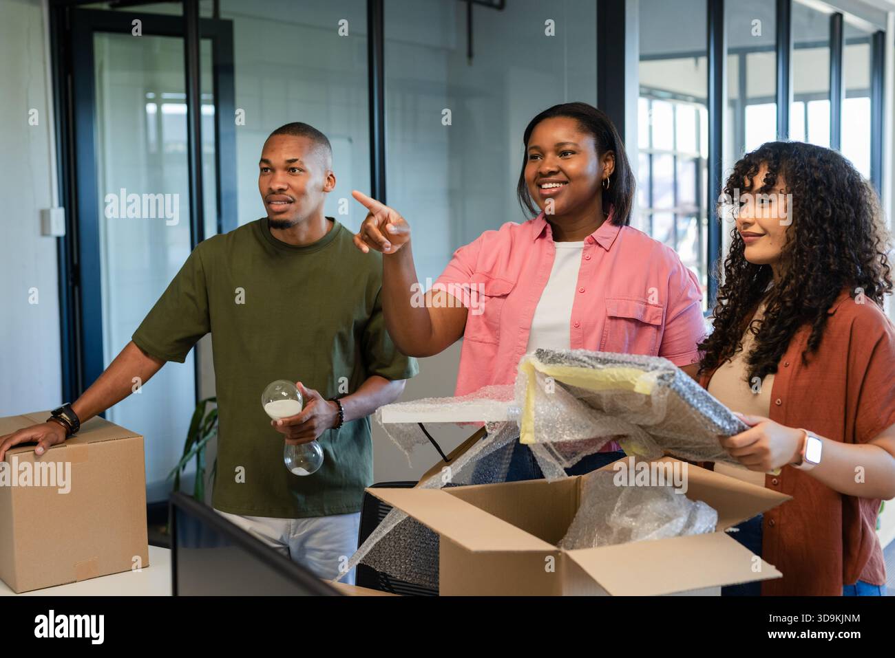 African american staff unpacking hi-res stock photography and images ...