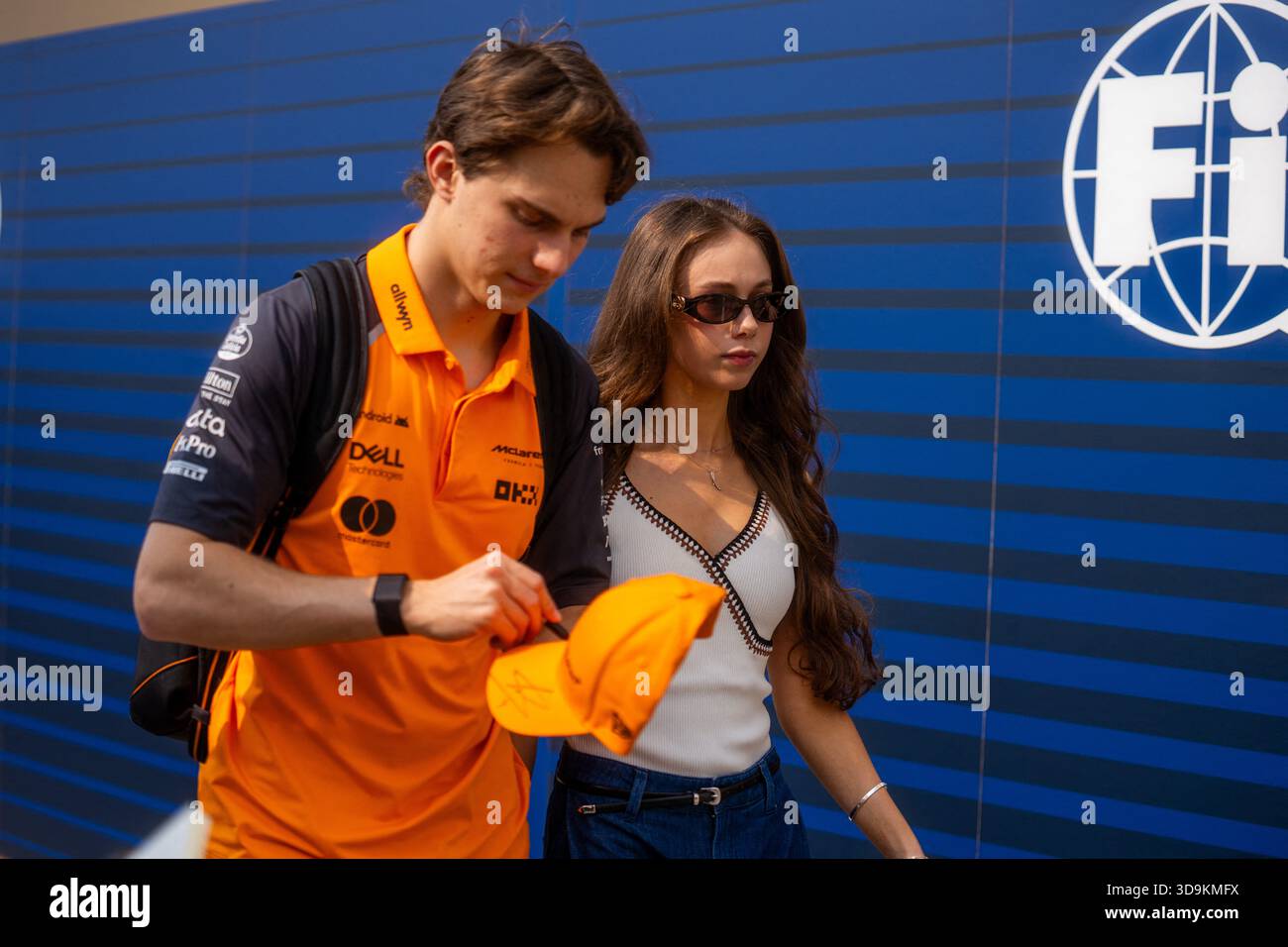 Oscar Piastri (Aus) of McLaren Racing #81 and girlfriend Lily Zneimer ...