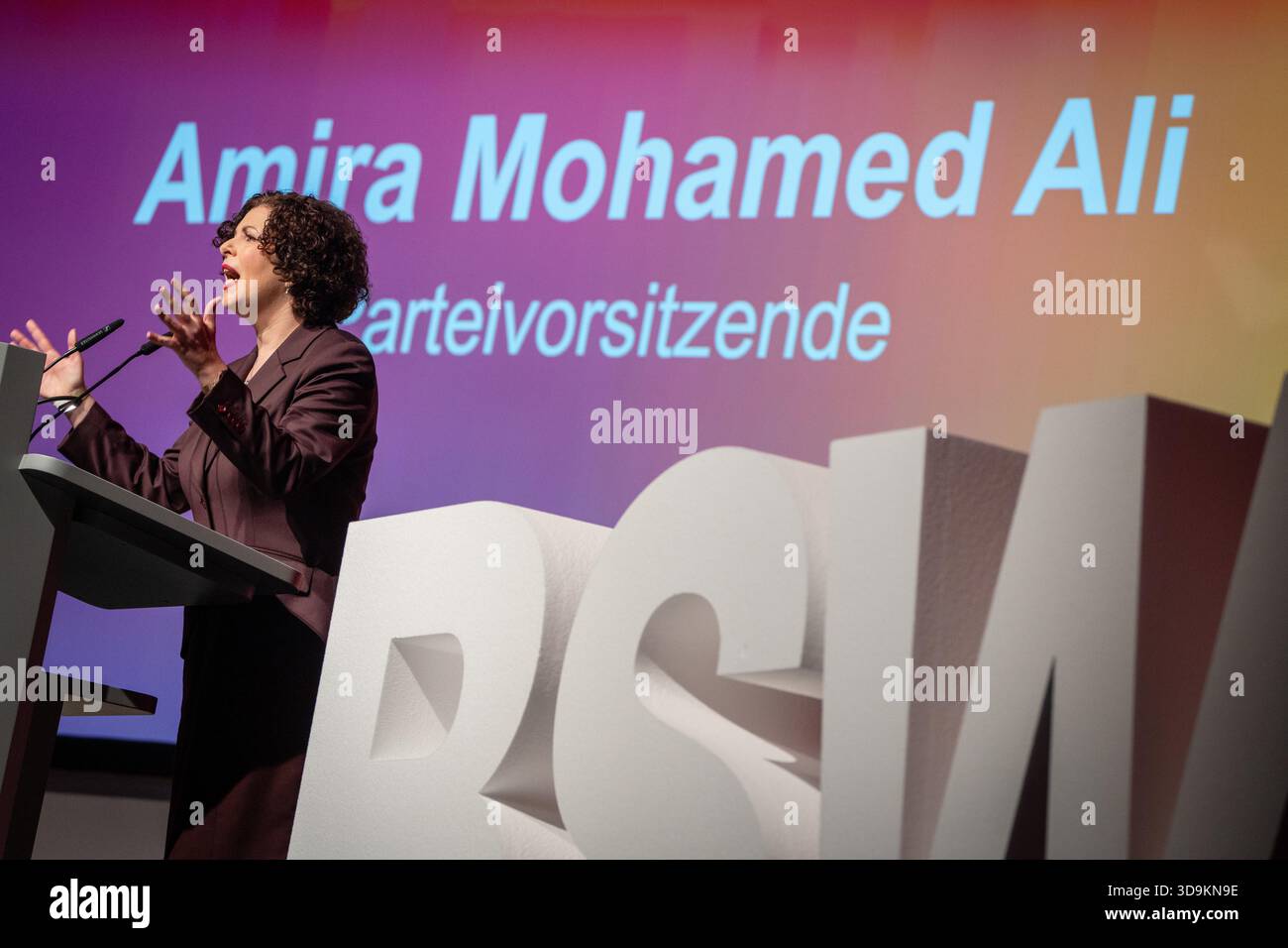 Co-Chairwoman Amira Mohamed Ali during her party congress speech Stock ...