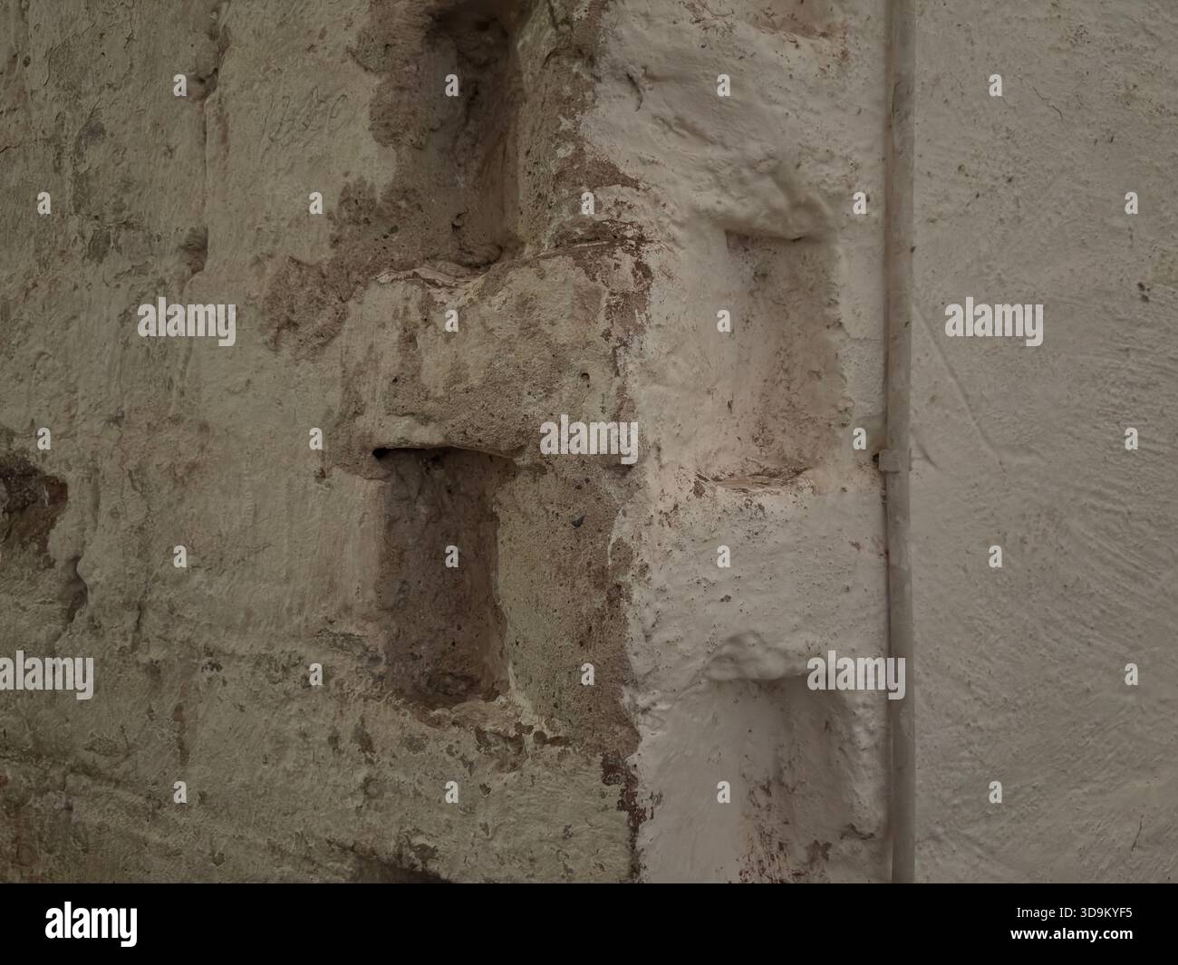 Exposed whitewashed medieval bricks in interior walls of Malmöhus ...