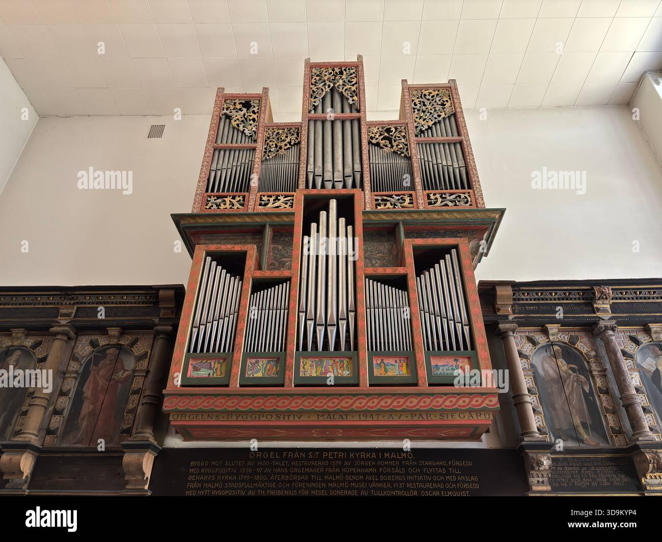 Wooden pipe organ from 1531 in Malmöhus Castle chapel in Sweden ...