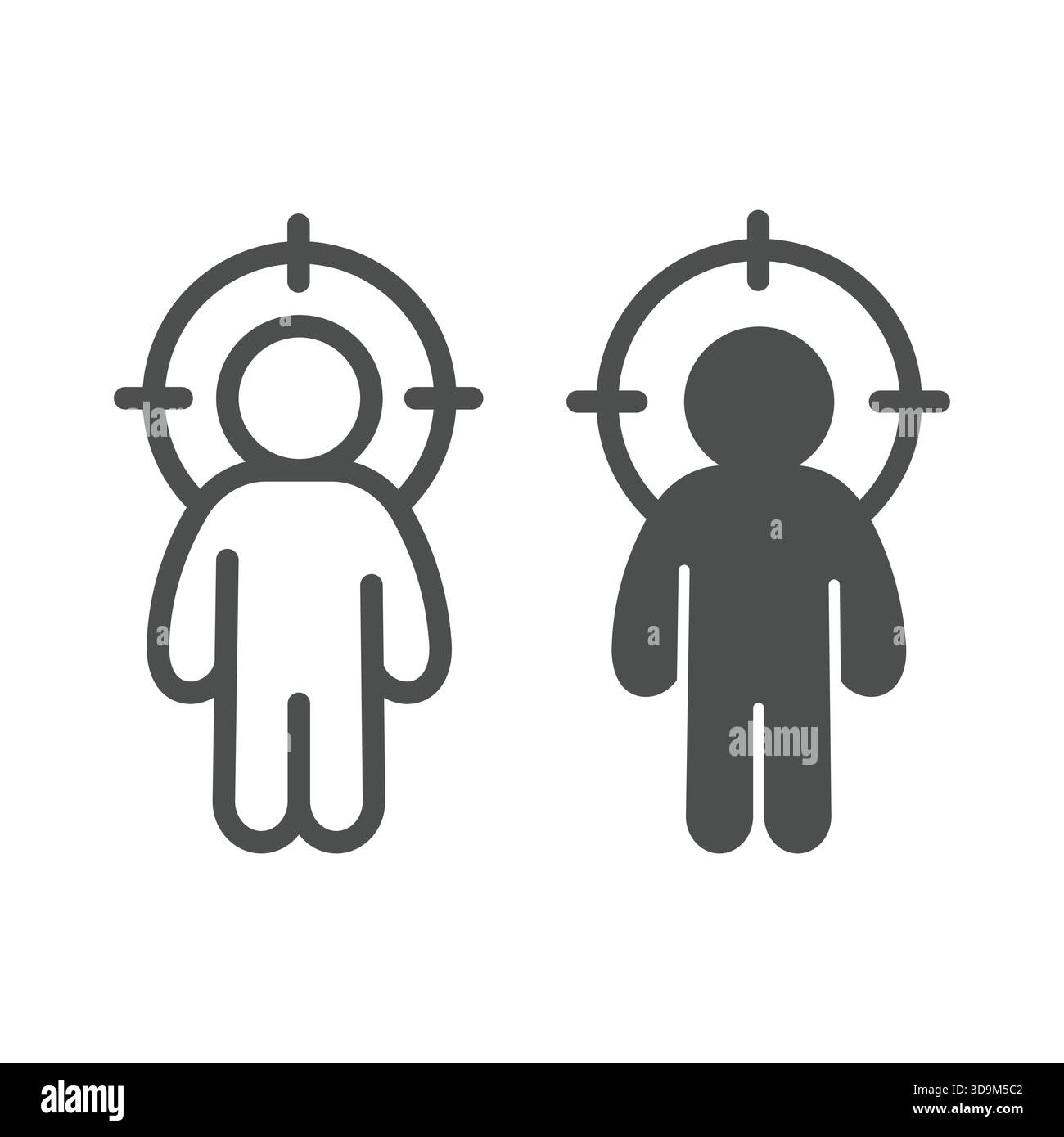 Man at gunpoint line and solid icon, law enforcement concept. Vector ...