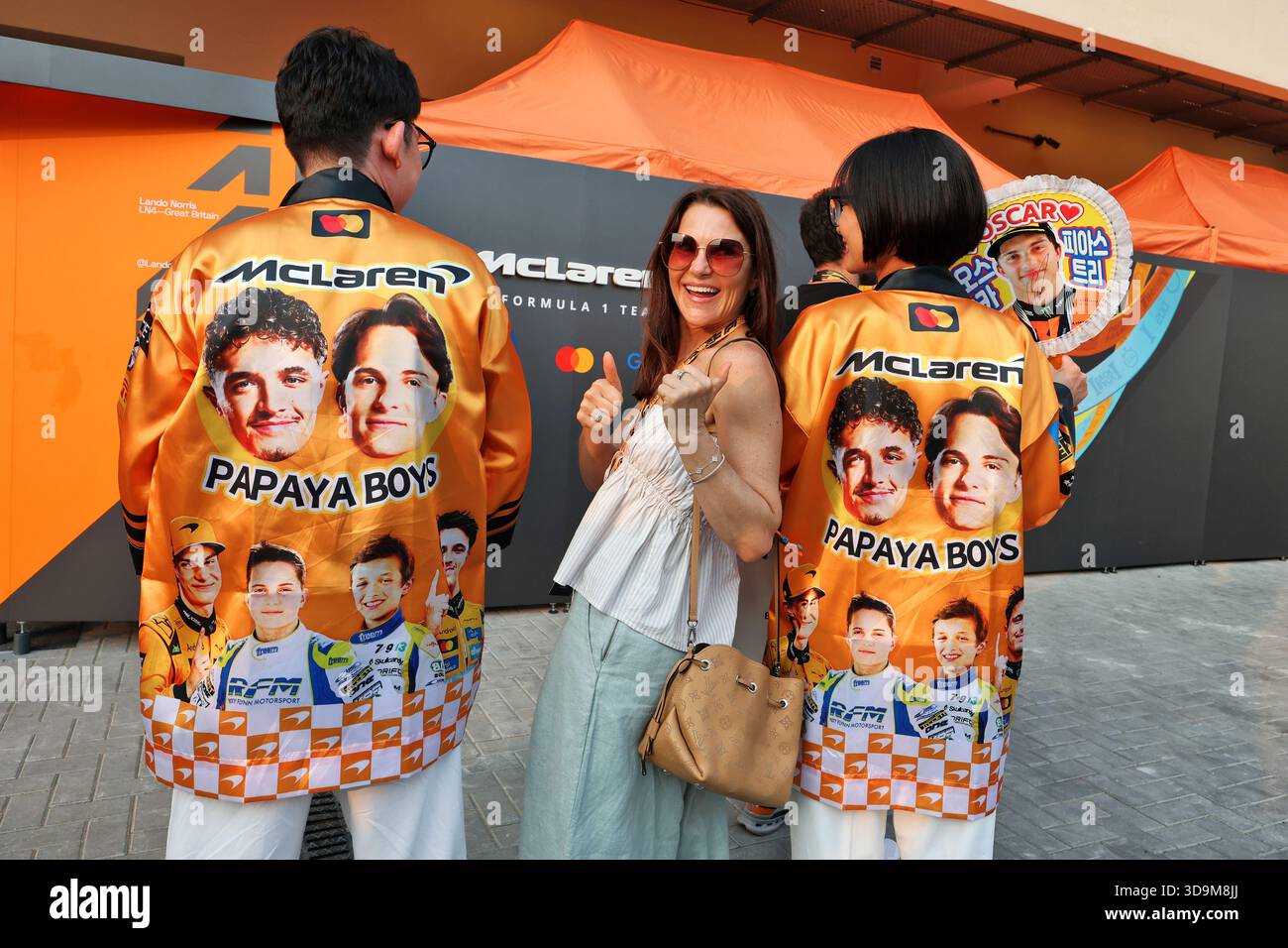 Fans with Nicole Piastri (AUS) (Centre), mother of Oscar Piastri (AUS ...