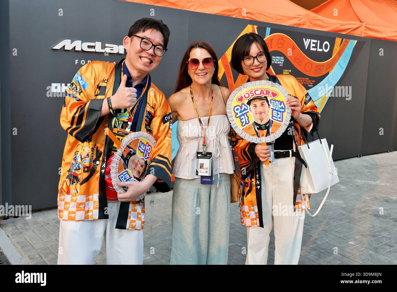 Fans with Nicole Piastri (AUS) (Centre), mother of Oscar Piastri (AUS ...