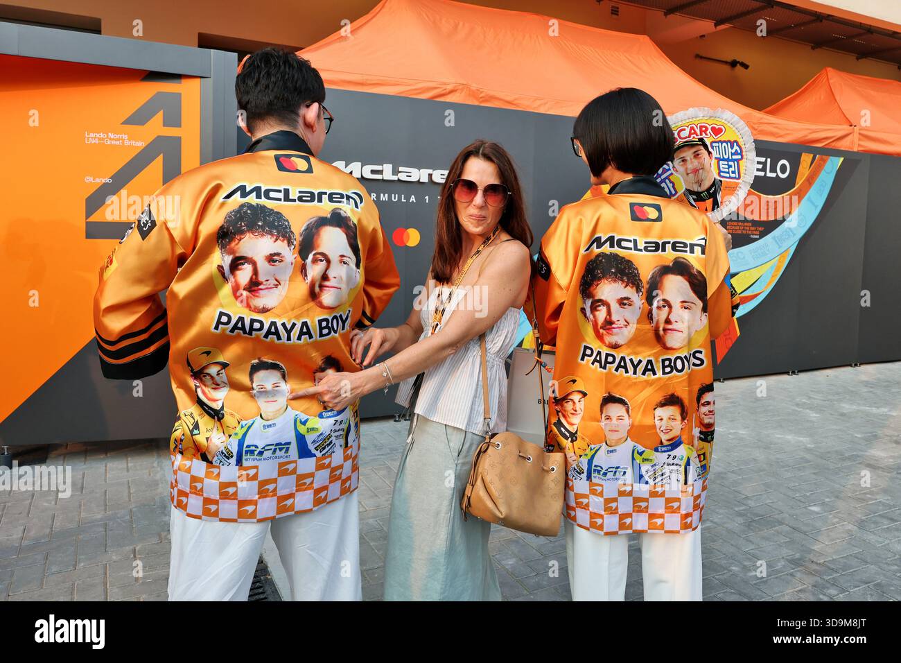 Fans with Nicole Piastri (AUS) (Centre), mother of Oscar Piastri (AUS ...
