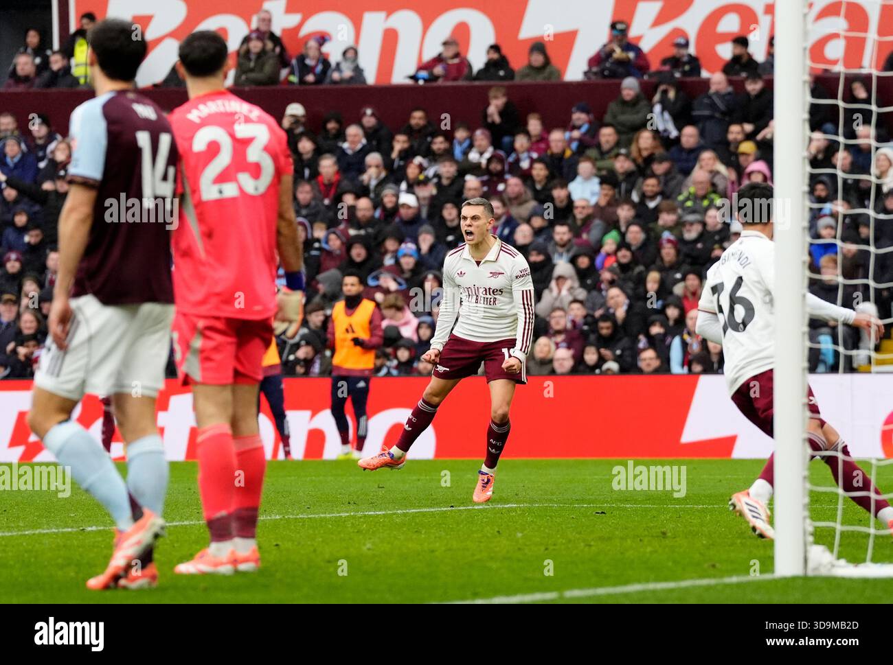 Arsenal's Leandro Trossard celebrates scoring their side's first goal ...