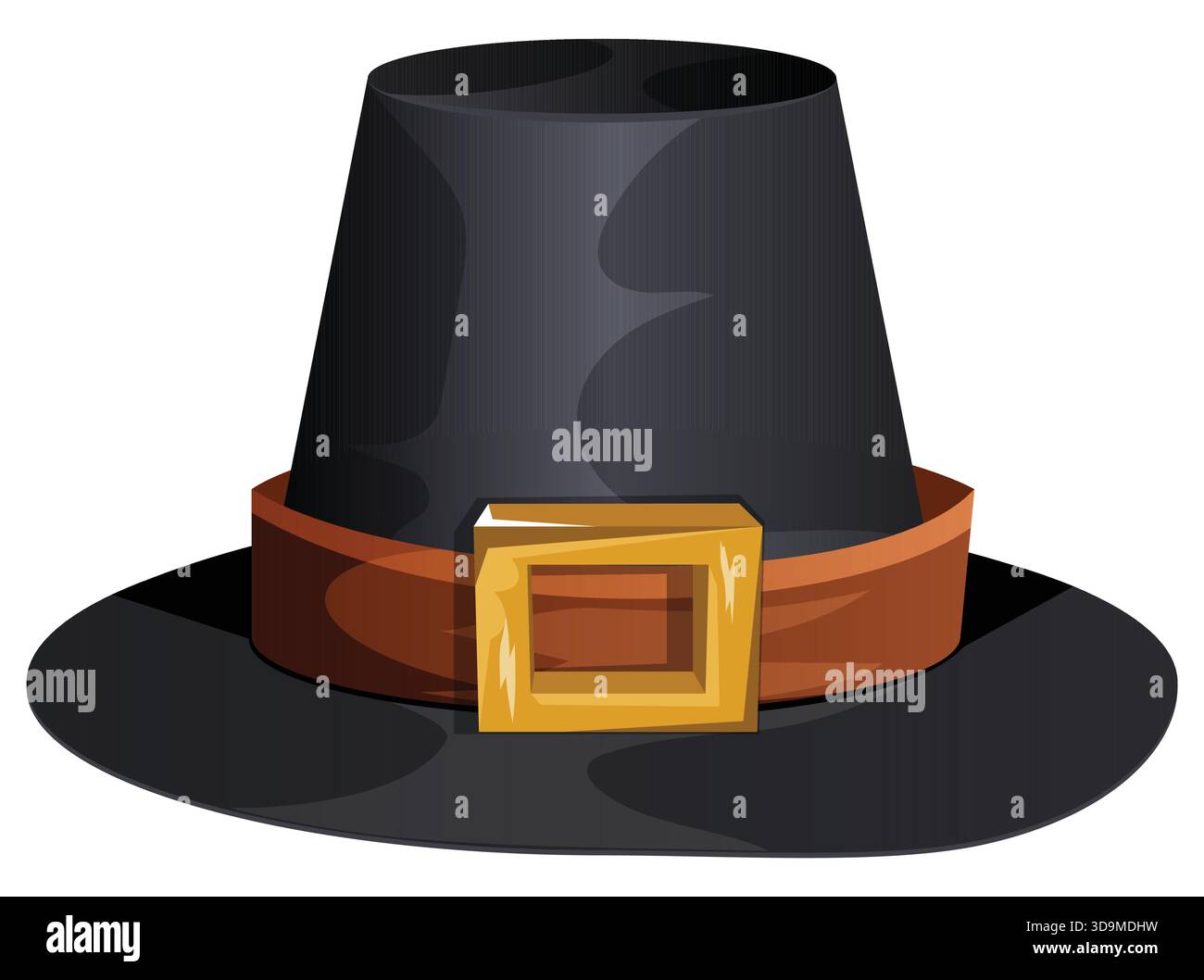 Traditional Thanksgiving Pilgrim Hat with Golden Buckle Isolated on ...