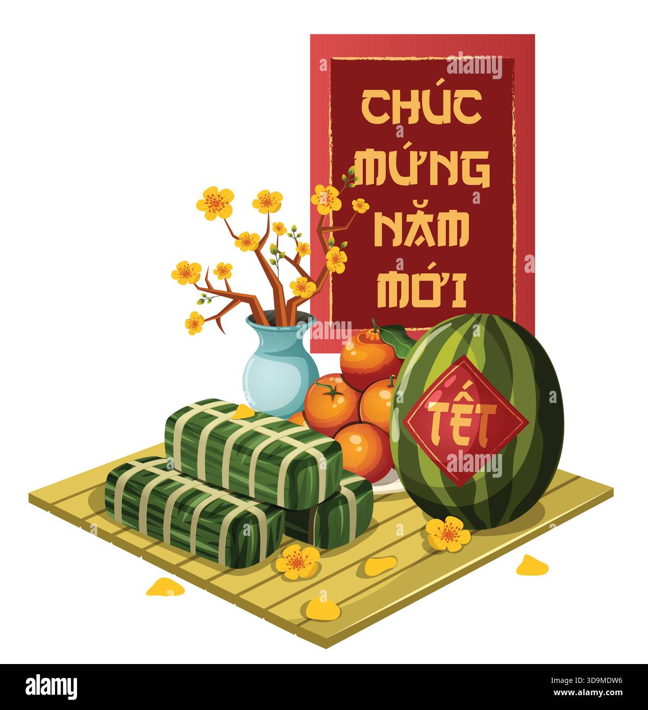 Vietnamese Tet Celebration with Banh Tet (Cylinder Sticky Rice Cakes ...