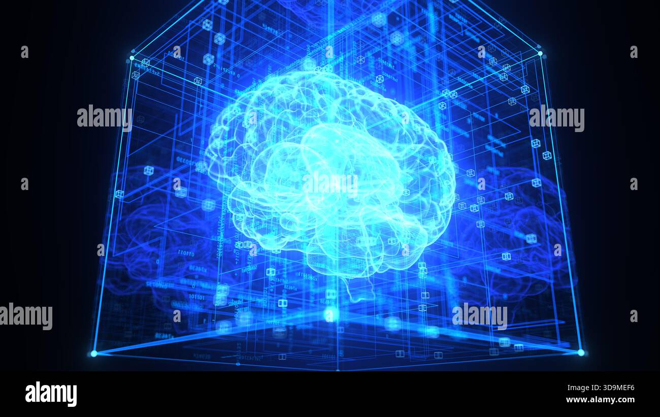 Digital brain, as a synonym for artificial intelligence, trapped in the ...