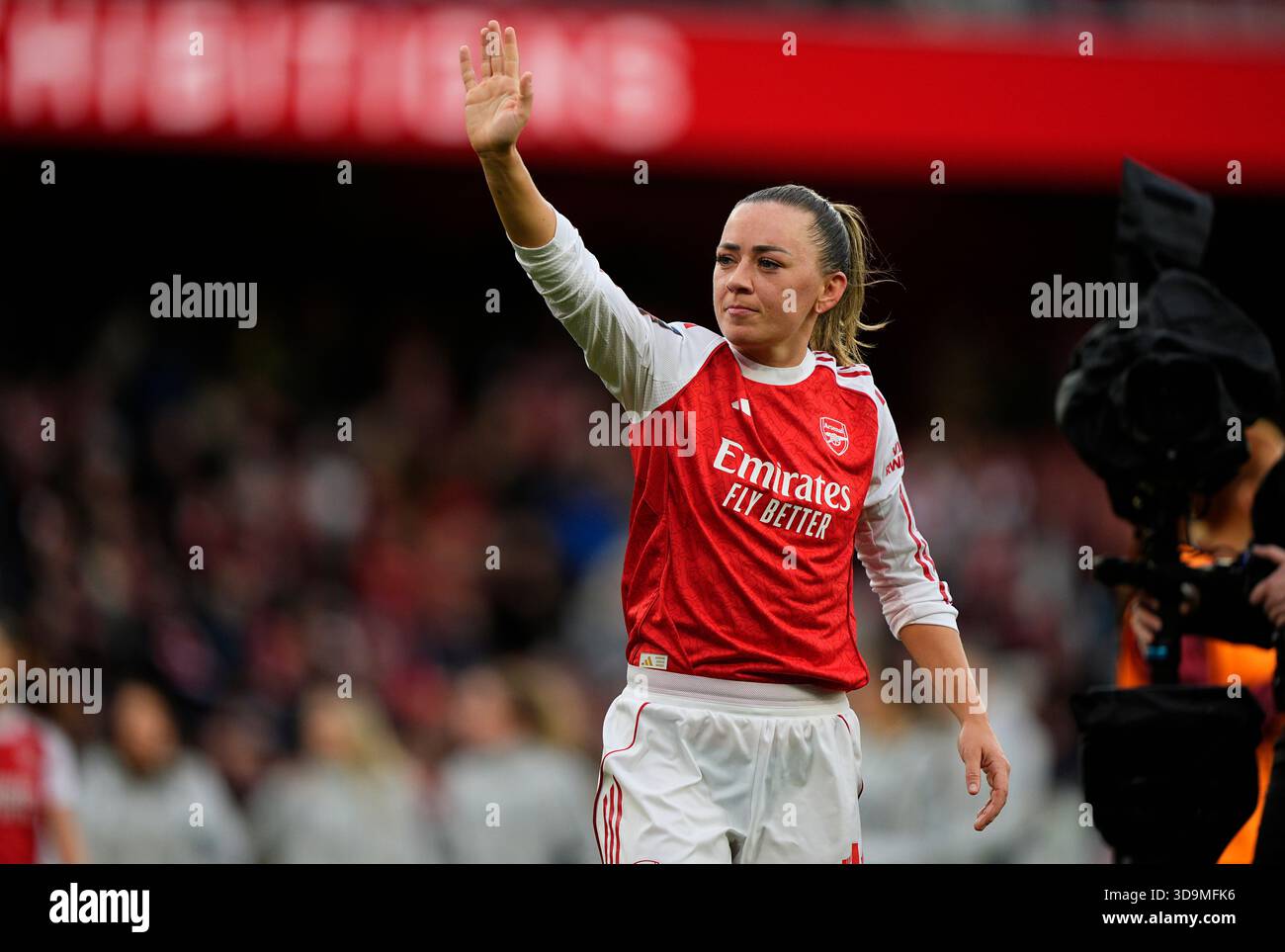 Arsenal's Katie McCabe salutes the crowd after beating Liverpool in the ...