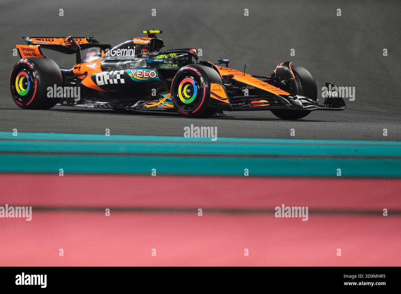 McLaren driver Lando Norris of Britain steers his car during the ...