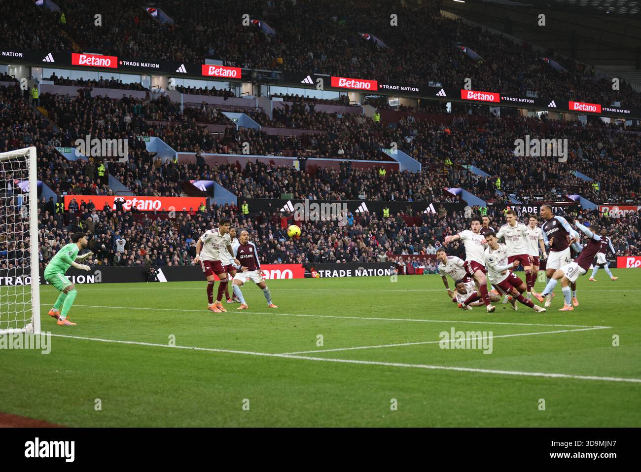 Emiliano Buendia (AV) scores the winning goal for Aston Villa (2-1) at the Aston Villa v Arsenal ...