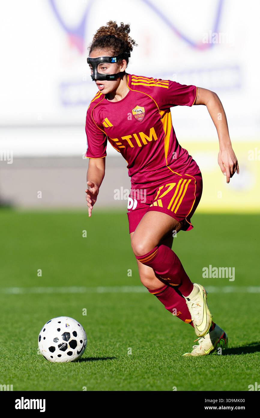 Alayah Pilgrim of AS Roma in action during the Serie A Women match ...