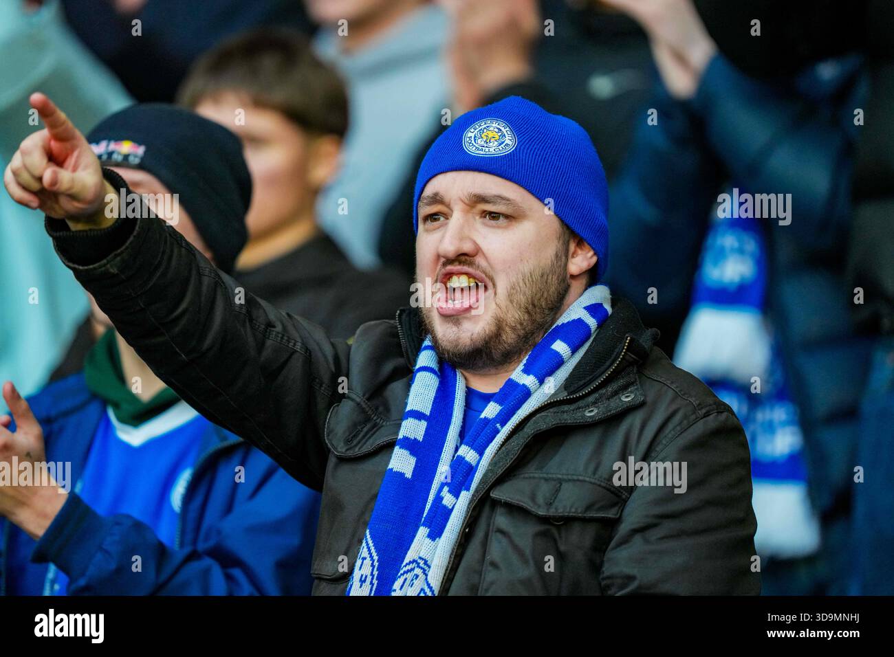 A Leicester City celebrates his teams 1-3 victory during the Sky Bet ...