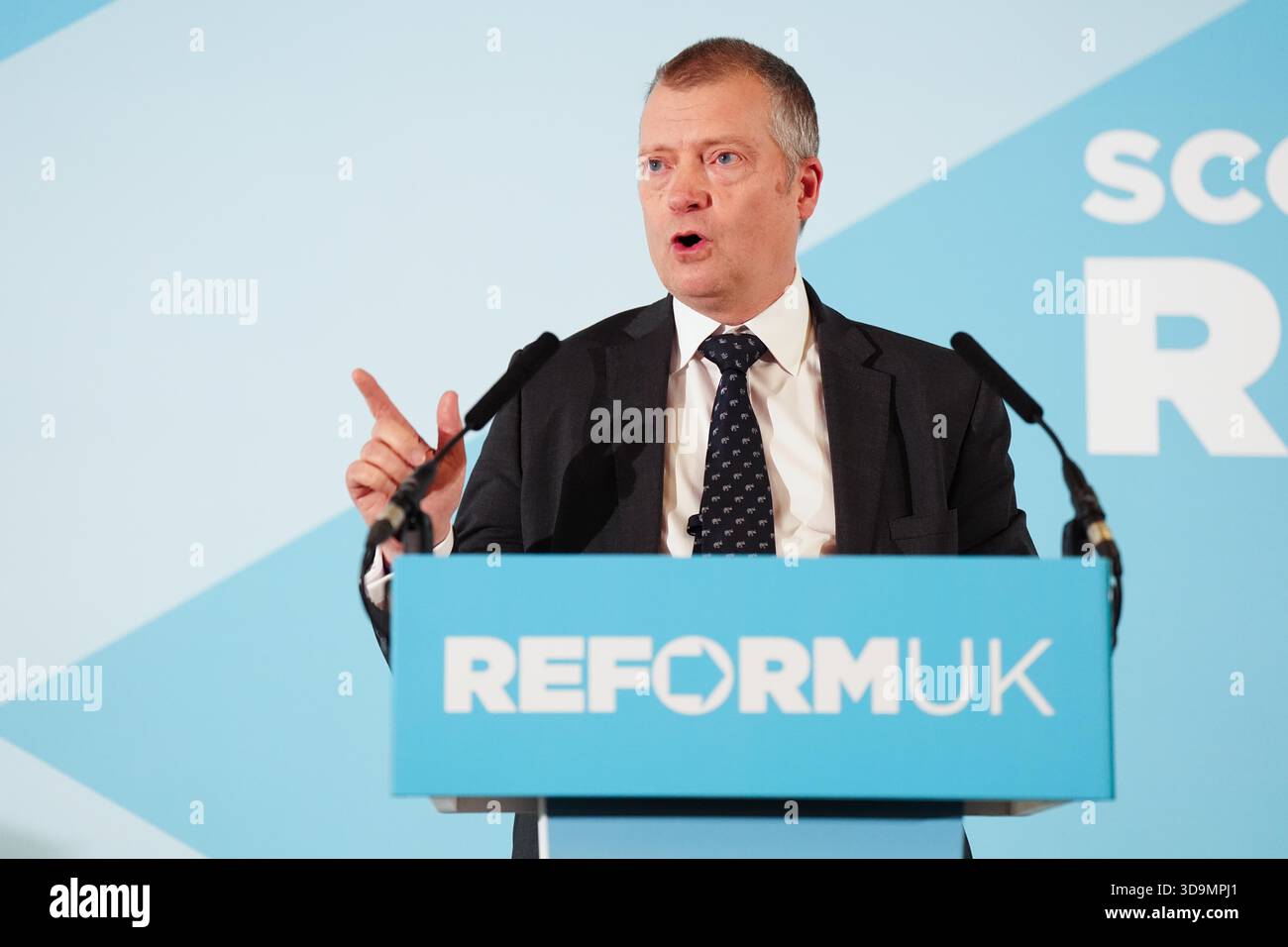 Reform UK MSP for Central Scotland Graham Simpson speaking at the ...