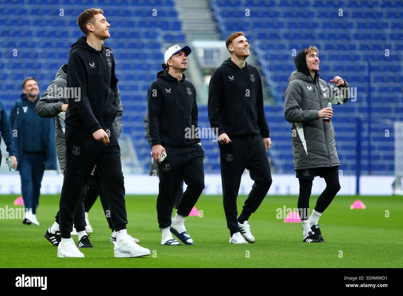 Jake O'Brien of Everton and Jack Grealish of Everton ahead of the Everton v Nottingham Forest ...