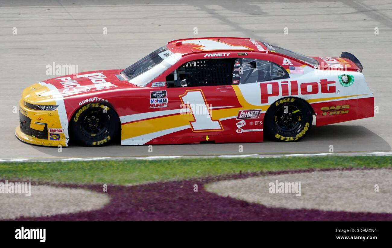 FILE - Michael Annett competes during a NASCAR Xfinity Series auto race ...