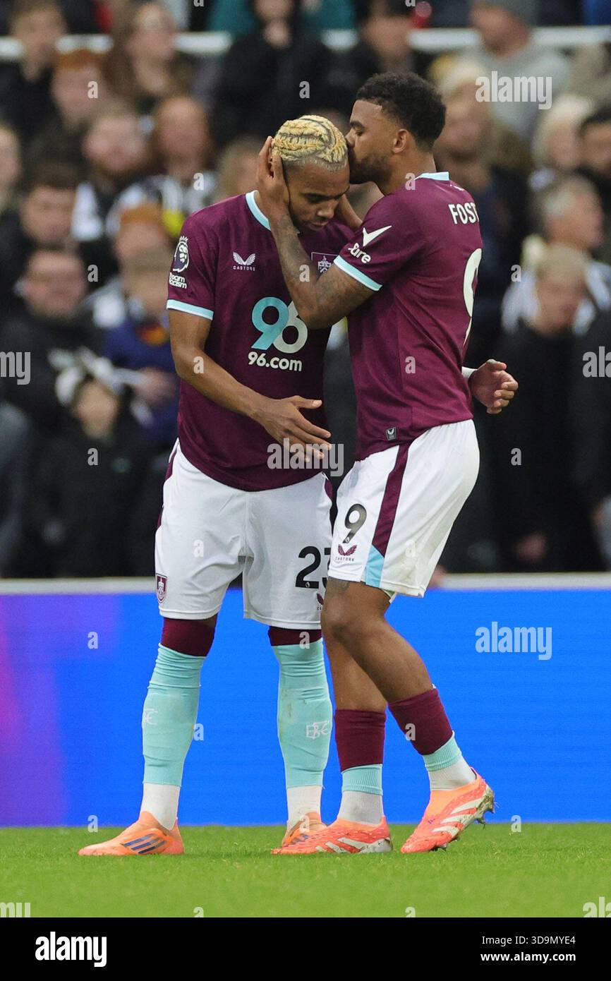 Burnley’s Lucas Pires (left) leaves the pitch after being shown a red ...