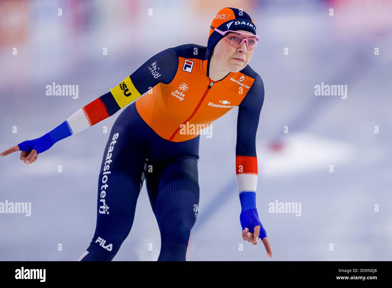 Joy Beune of the Netherlands celebrates after competing on the Women's ...
