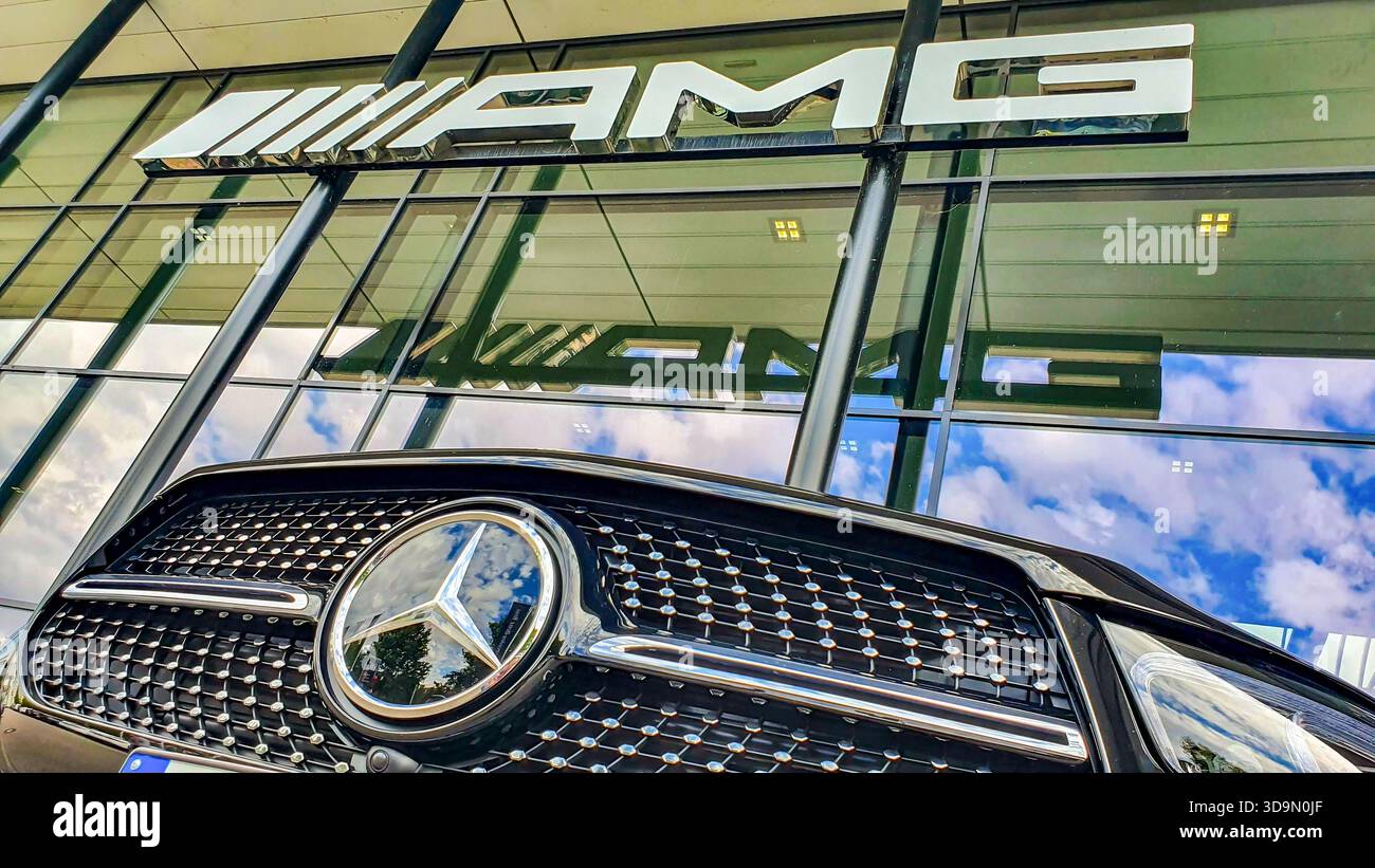 The iconic Mercedes Benz and AMG logos,a partnership that produces ...