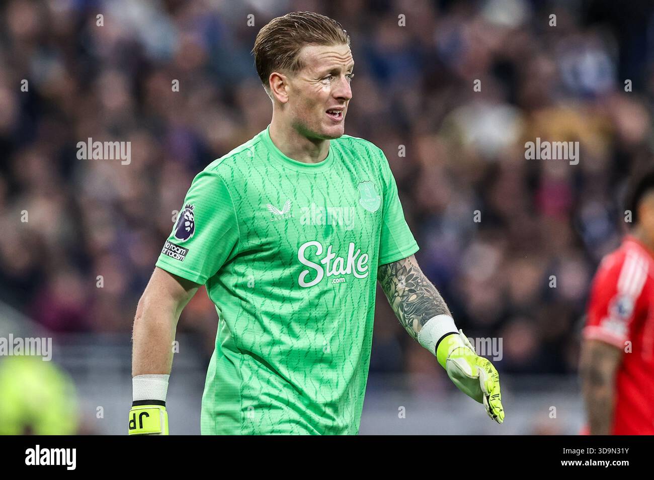 Everton goalkeeper Jordan Pickford during the Premier League match ...