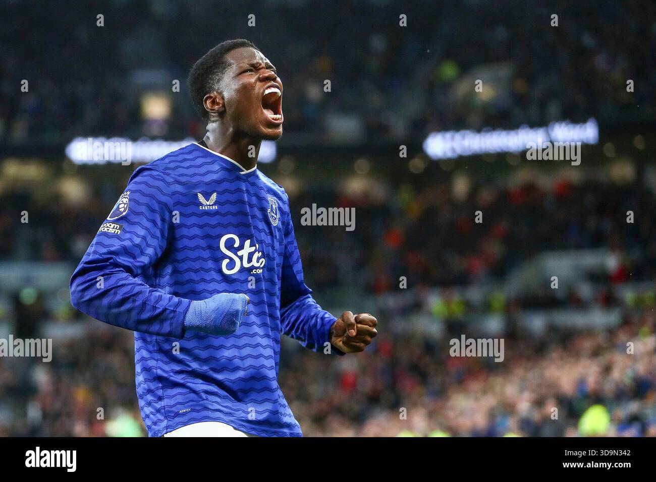 Thierno Barry of Everton scores a GOAL 2-0 and celebrates during the ...