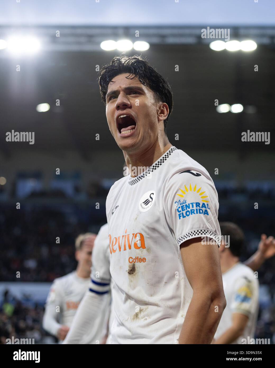 Marko Stamenic of Swansea City celebrates scoring his teams first goal ...