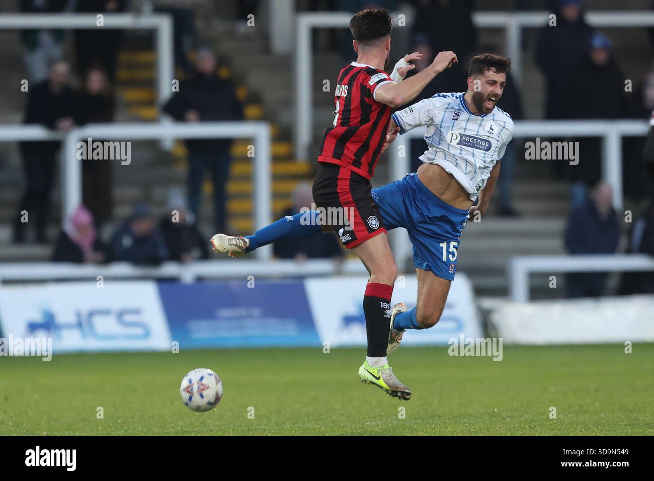 Hartlepool United's Jack Hunter challenges for a header with Yeovil ...