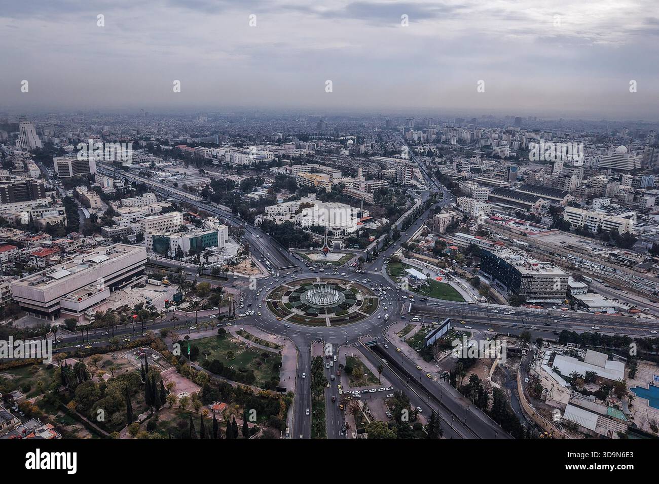 Damascus, Syria. 06th Dec, 2025. An aerial view over the Umayyad square ...
