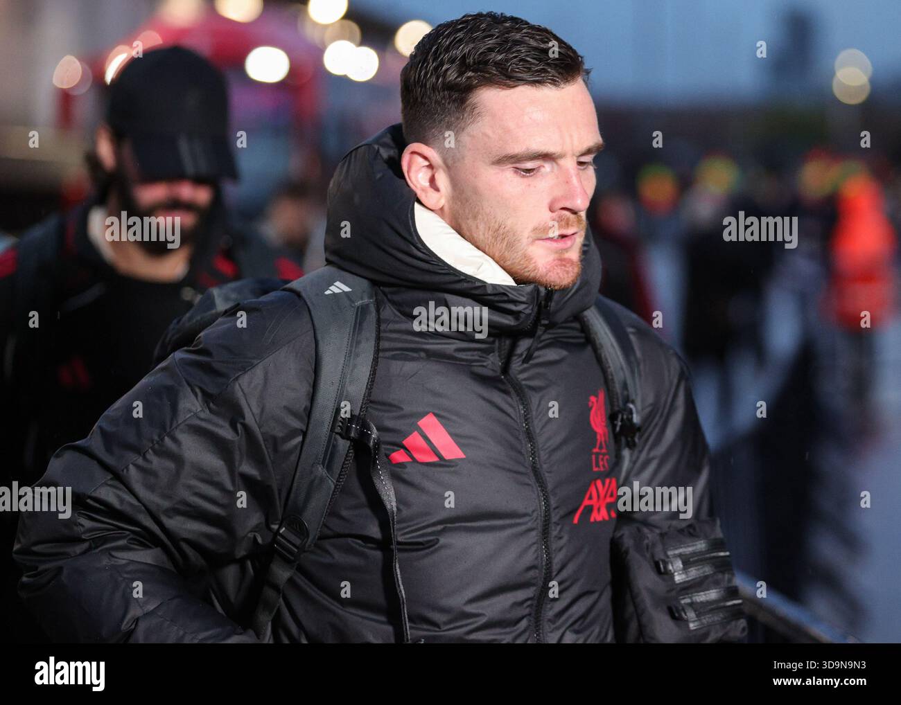 Andrew Robertson of Liverpool arrives ahead of the Premier League match ...